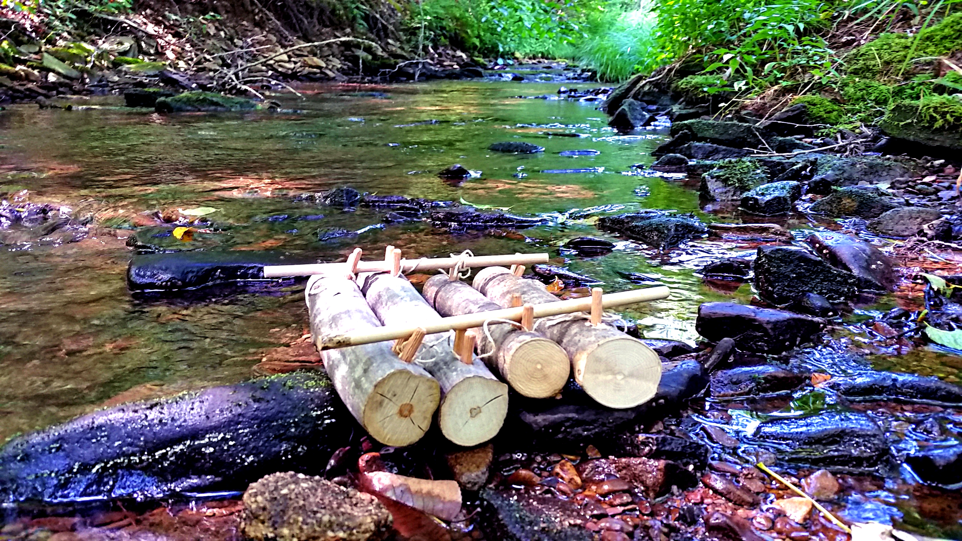 Homemade Raft Made Of Barrels